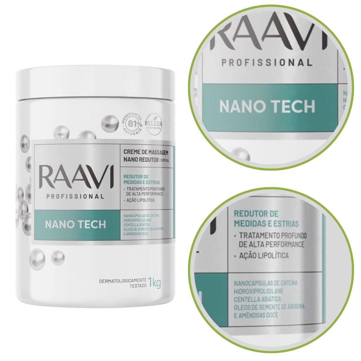 Creme de Massagem Nano Tech Redutor 1kg Raavi