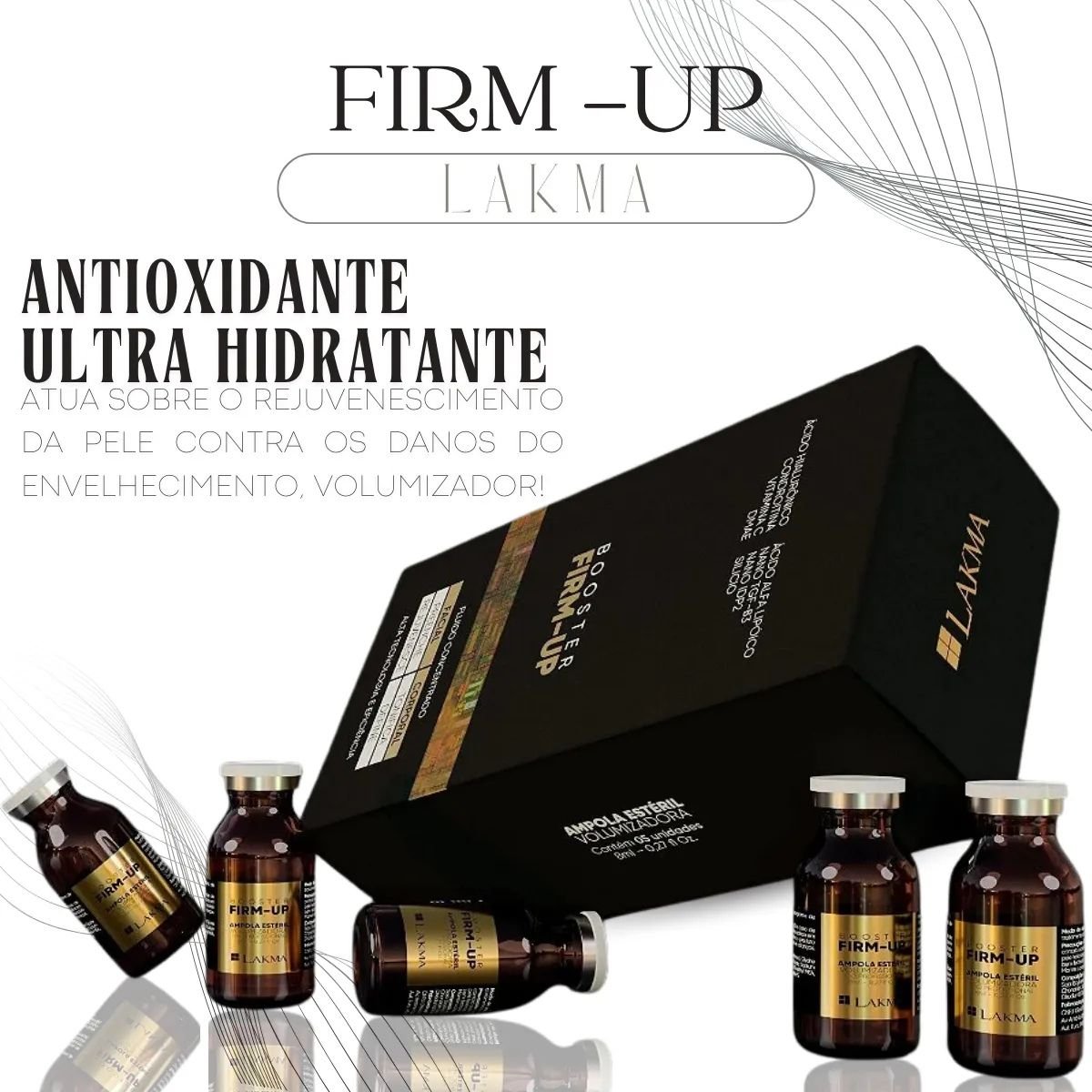 Kit 5 Ampolas Booster Firm-Up Lakma – Volumizadora para Flacidez Facial e Corporal